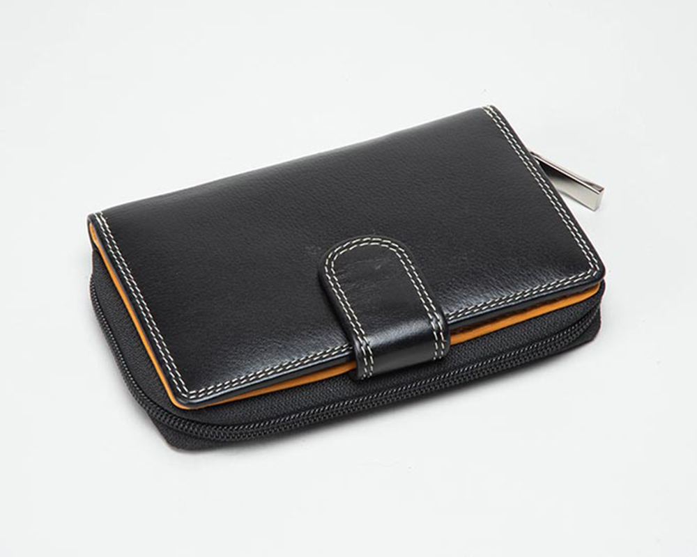 Ladies' Black RFID-Safe Multi Compartment Purse in Vienna Leather - The ...