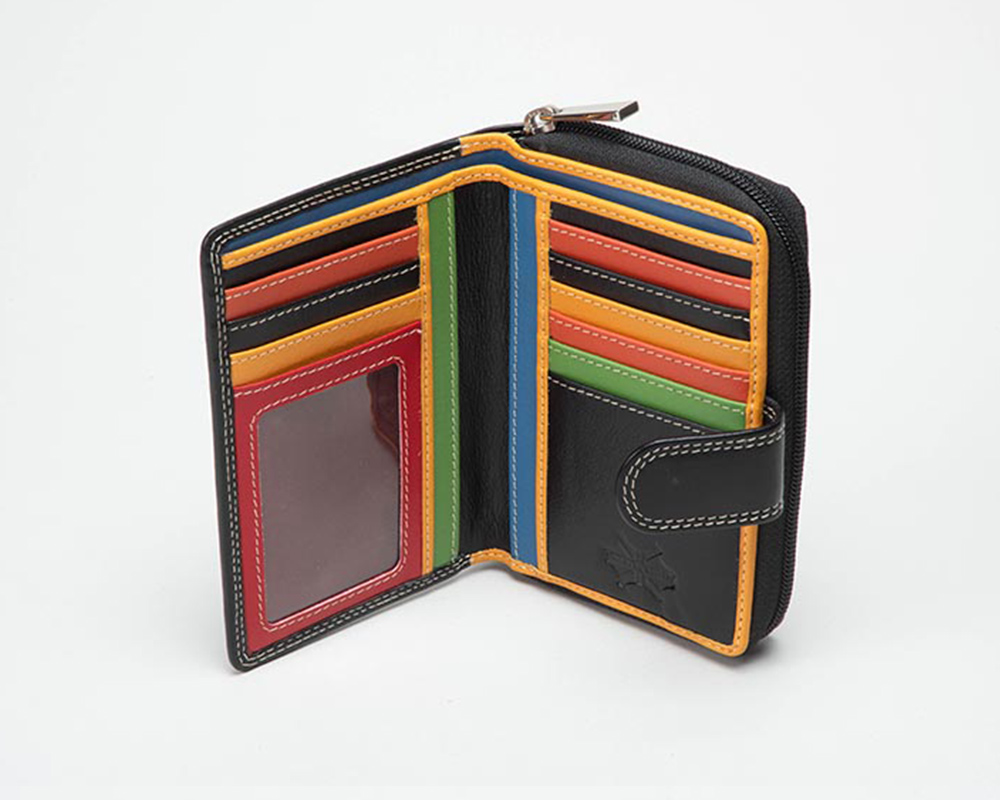 Ladies' Black RFID-Safe Multi Compartment Purse in Vienna Leather - The ...