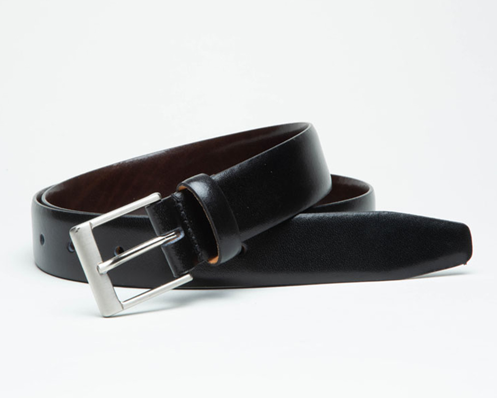 Mens 30mm Black Ibex Formal Feather Edge Leather Belt - The Leather Locker