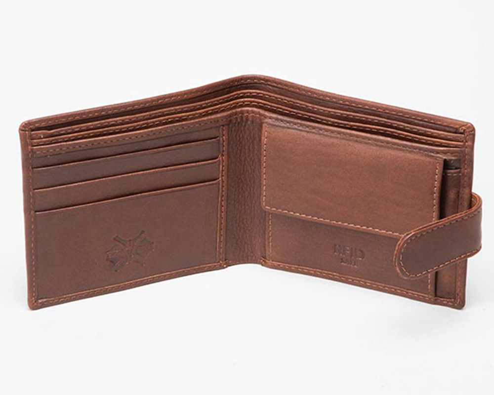 Mens Tan Colorado Leather RFID-Secure Bi-Fold Wallet - The Leather Locker
